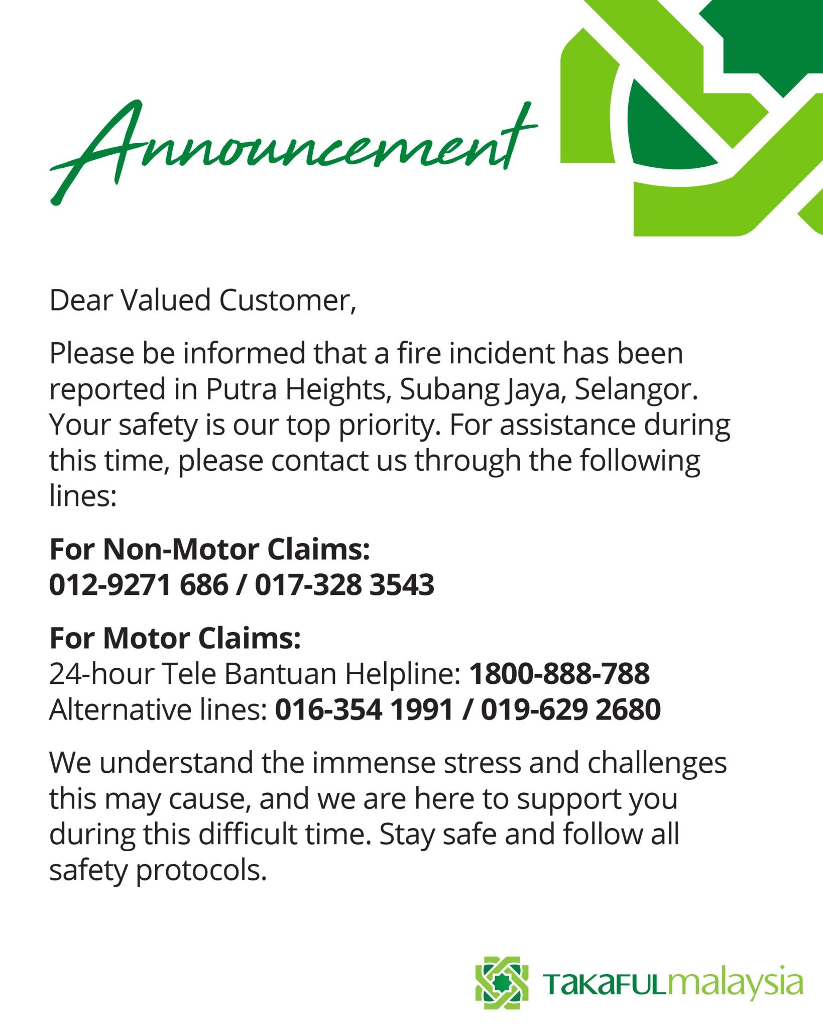 Notice of Emergency Fire Announcement